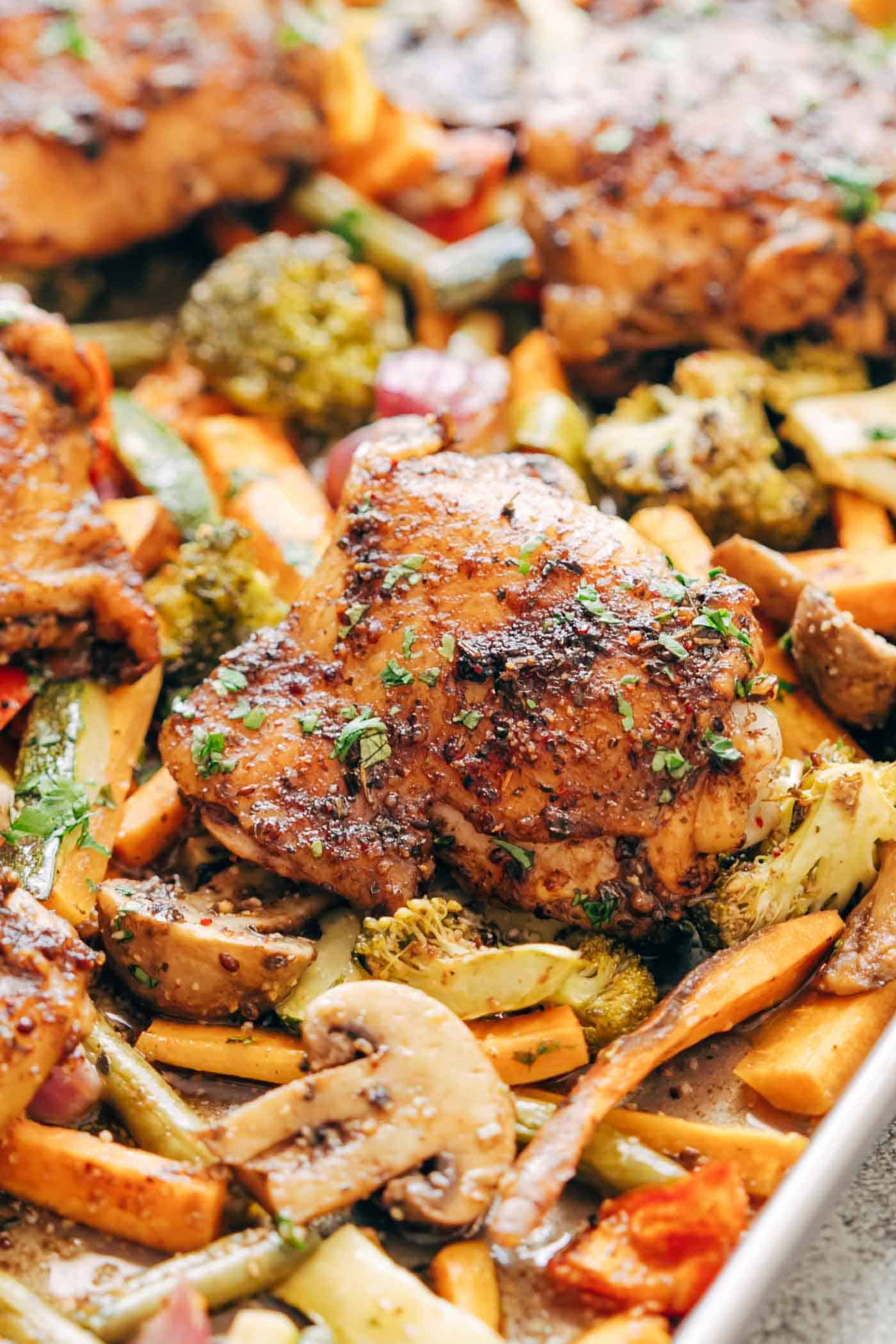 Sheet Pan Honey Balsamic Chicken Thighs With Veggies Gluten Free Sheet Pan Honey Balsamic Chicken Thighs With Veggies Gluten Free