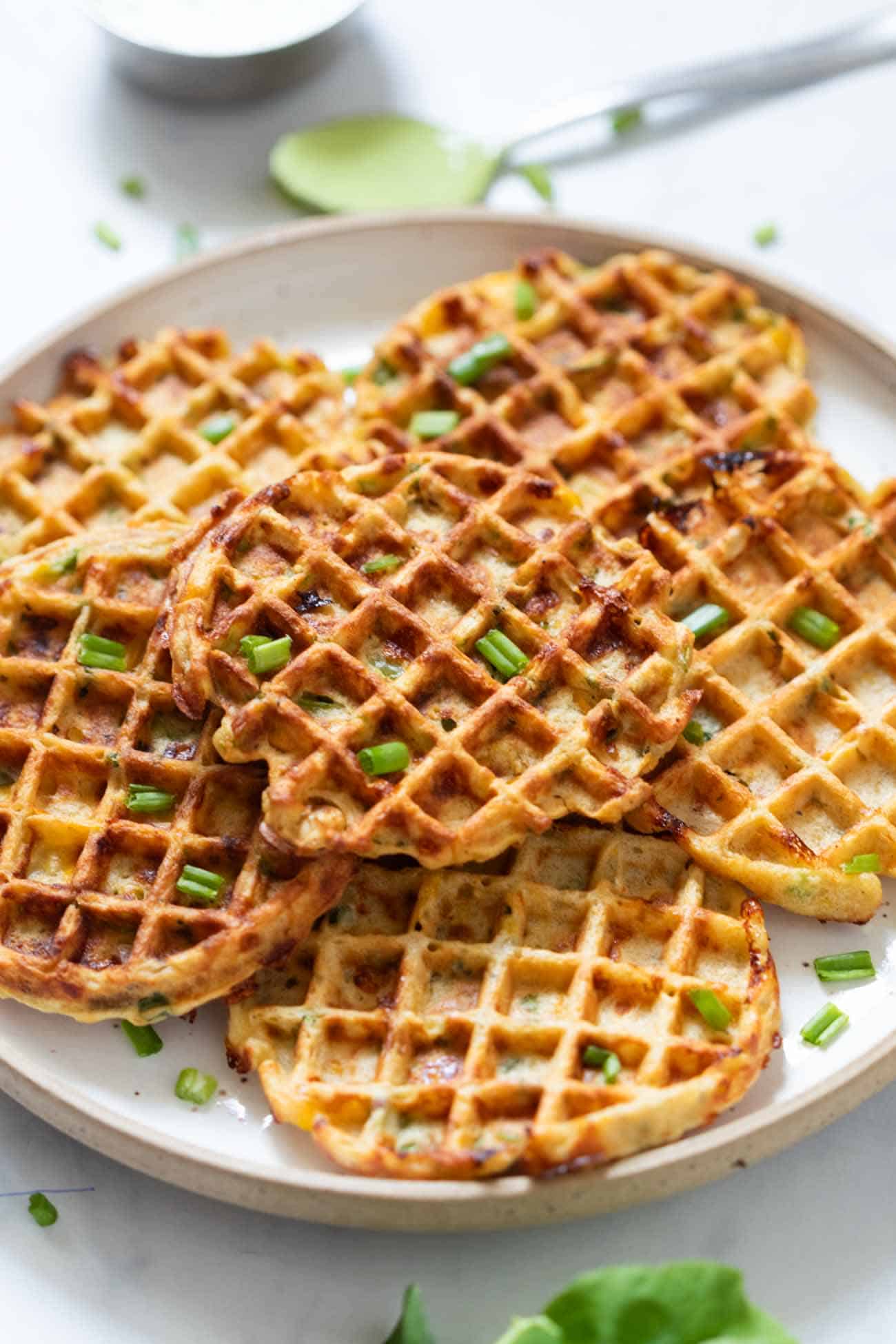 Savoury Corn Cheese Waffles - My Food Story