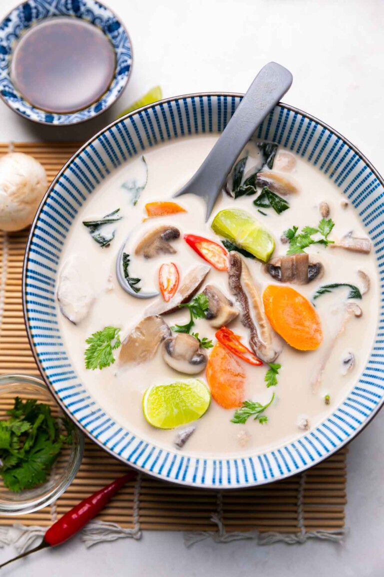 Vegetarian Tom Kha Soup | Veg Thai Coconut Soup - My Food Story