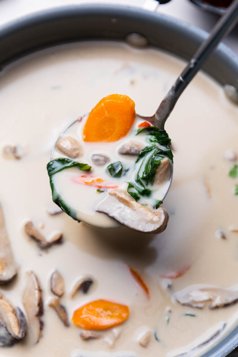Vegetarian Tom Kha Soup | Veg Thai Coconut Soup - My Food Story